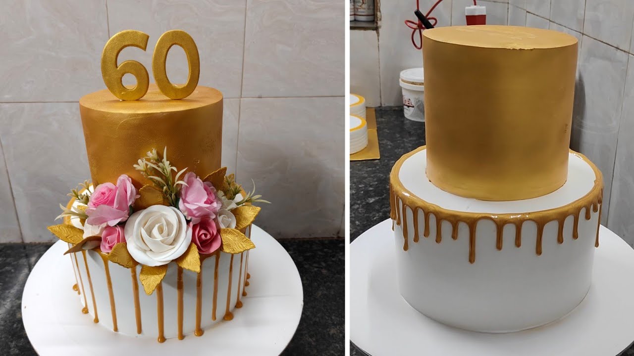 Beautiful 60th Two Step Anniversary Flower Cake Decor |60th Two Step ...