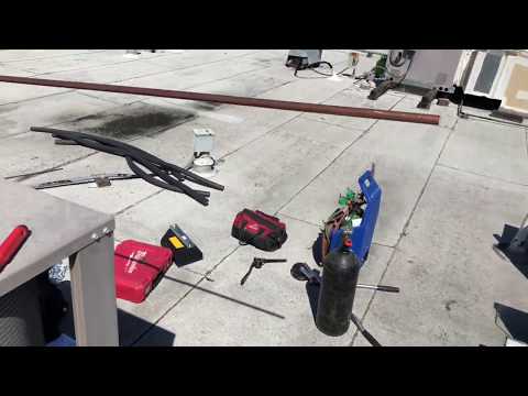 Move condensing unit to roof - YouTube