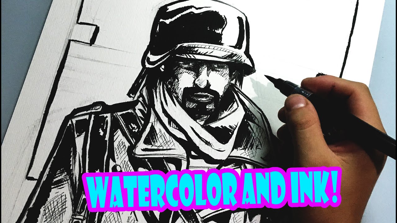 Speed Draw com Nanquim e Aquarela - INK SOLDIER WATERCOLOR - YouTube