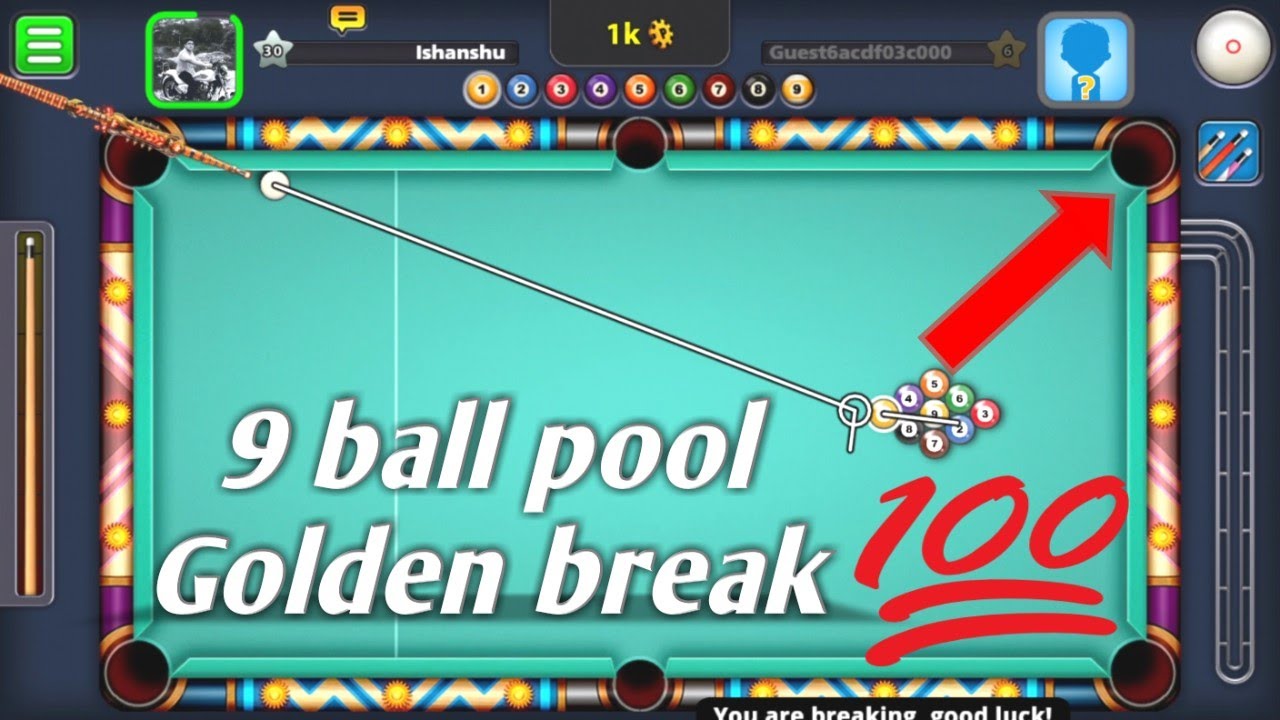 8 ball pool - Golden break with beginner cue - YouTube