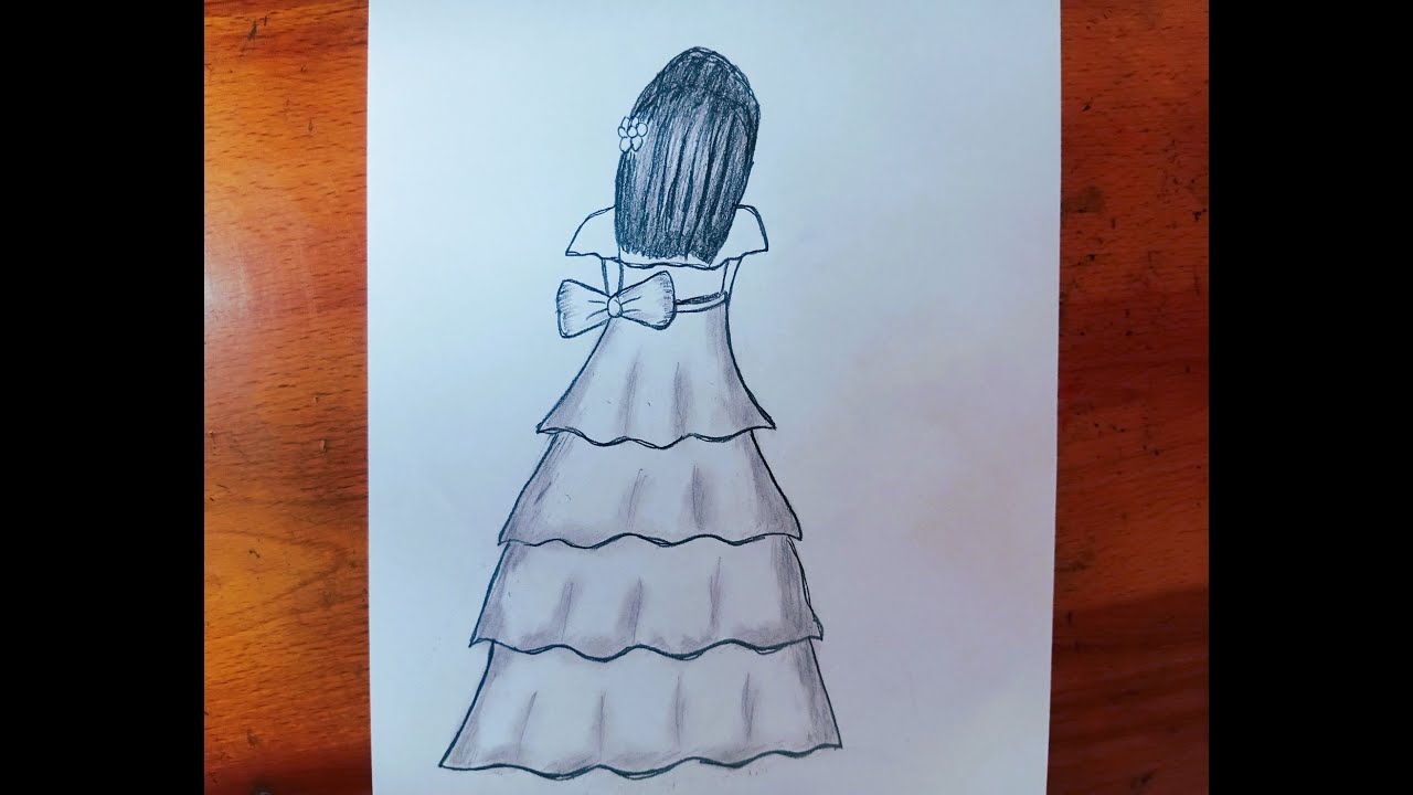 Girl back side drawing step by step |How to draw Girl back side using ...