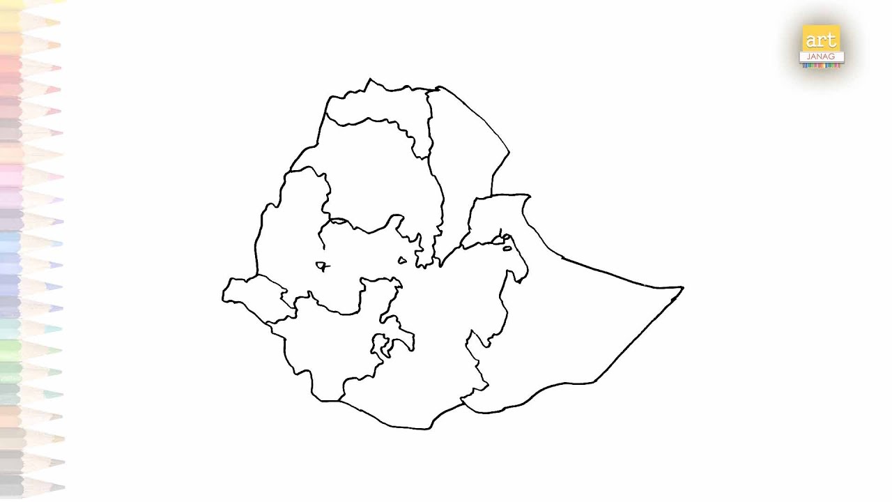 Ethiopia Map outline drawing | Map drawings | How to draw Ethiopia Map ...