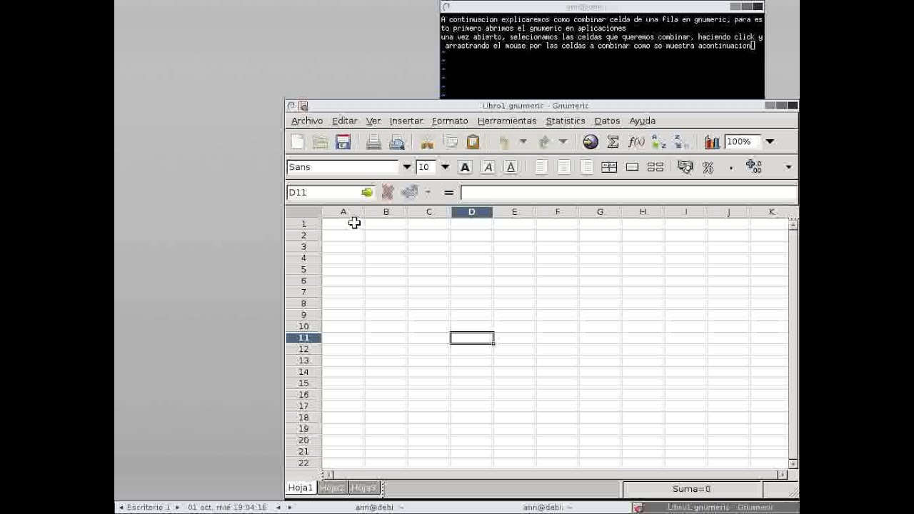 Caso1 Gnumeric combinar celdas - YouTube