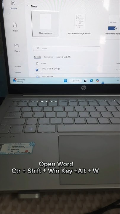 Microsoft Word Shortcut Key | How to open word in laptop by using ...