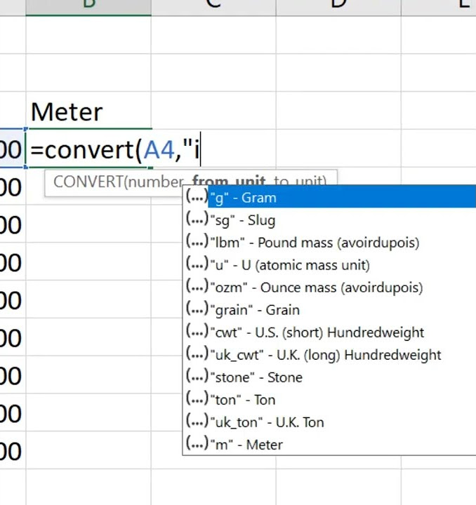 Convert Function - Convert Measurement units in Excel - YouTube