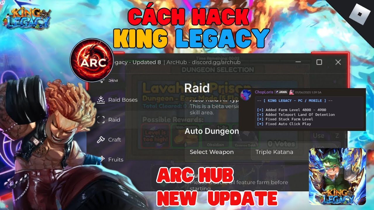 NEW SCRIPT KING LEGACY - VỚI ARC HUB MỚI UPDATE ( AUTO FARM LV MAX ...