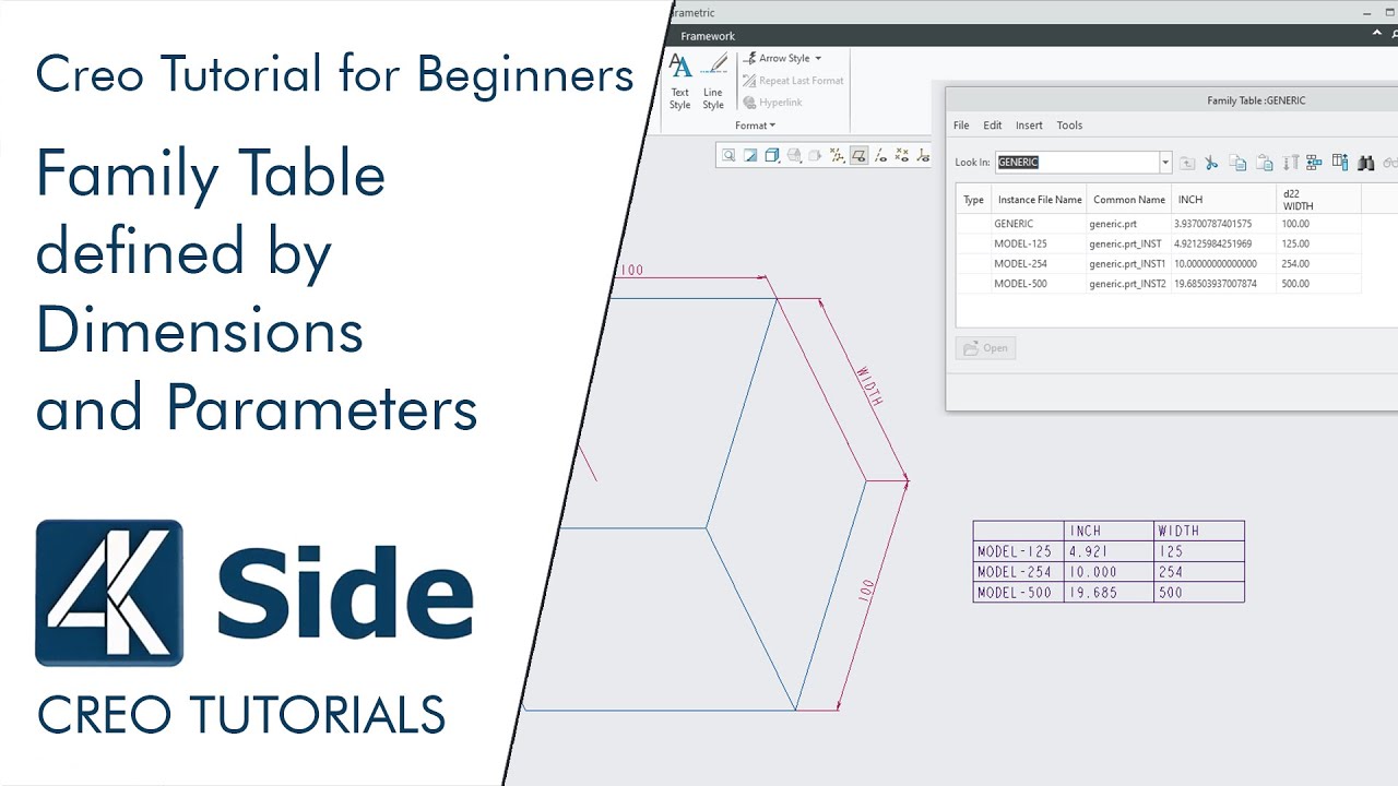 Family Table defined by Dimensions and Parameters - Dual dimension ...