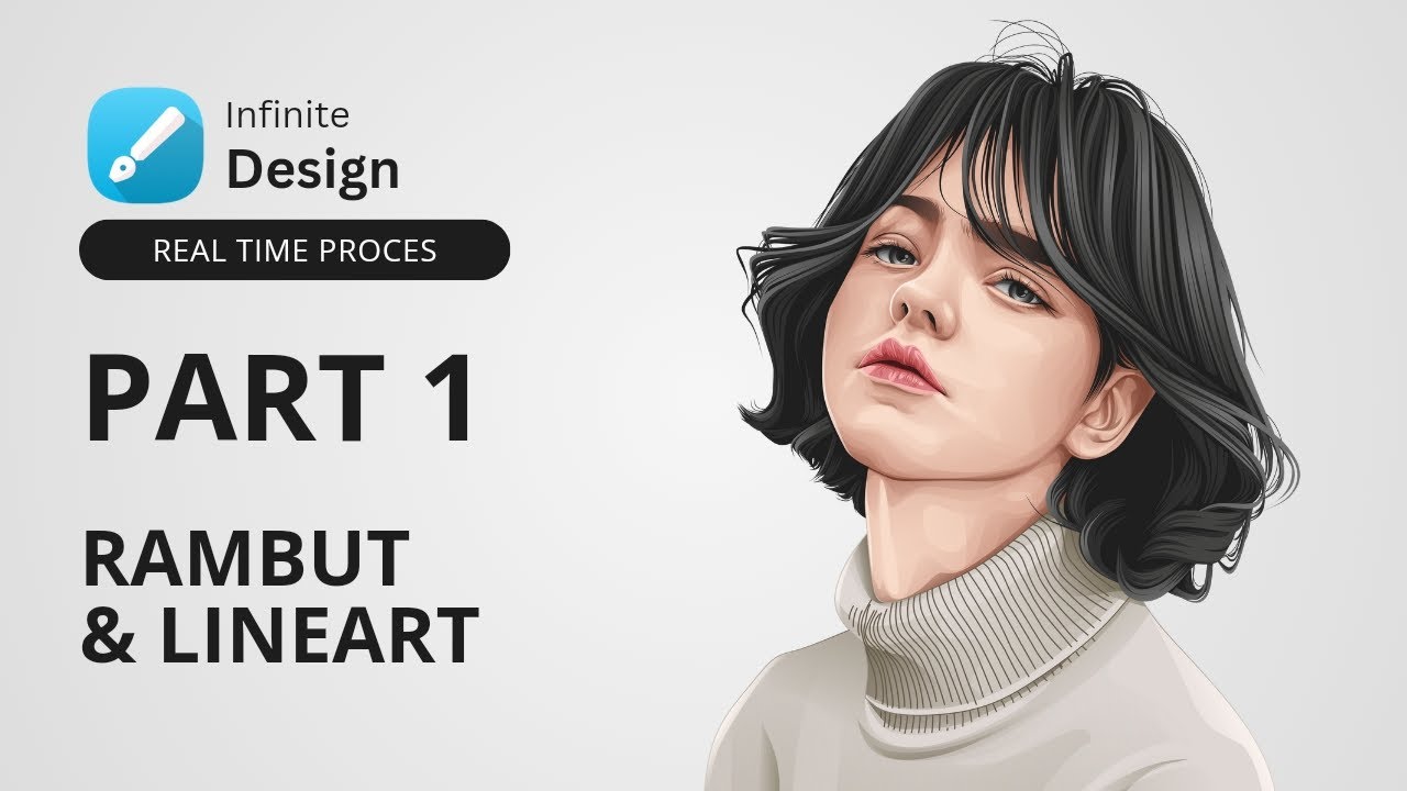 REAL TIME PROCESS VECTOR RAMBUT DAN LINEART - infinite Design - YouTube