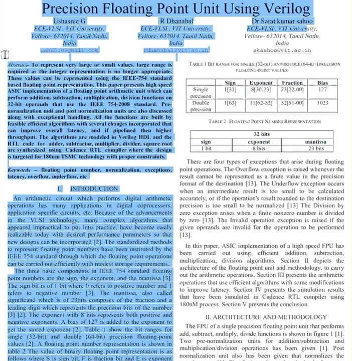 VLSI Implementation of a HighSpeed Single Precision Floating Point Unit Using Verilog - YouTube