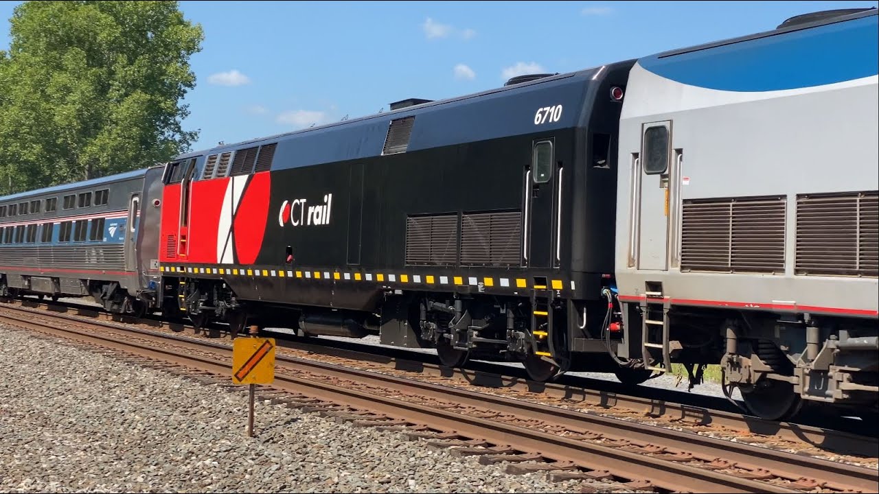 Amtrak 48 with rebuilt P40DC (former Amtrak) CT Rail in Jordan, NY (8 ...