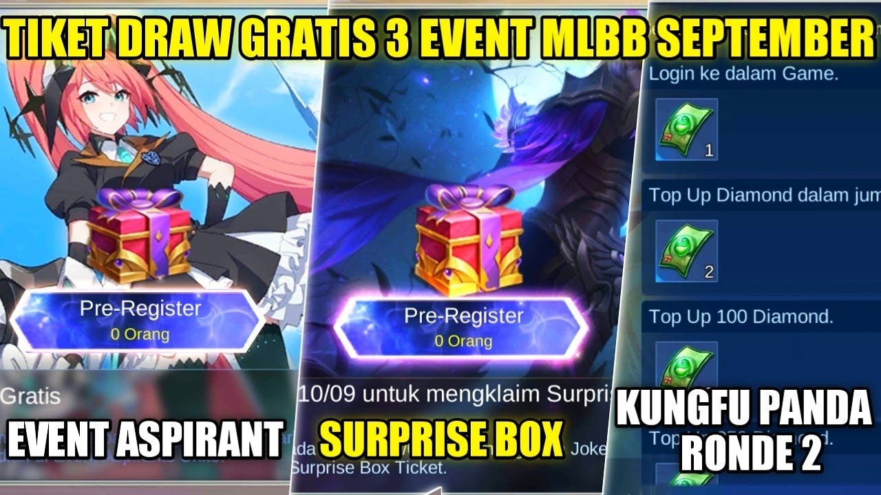 UPDATE 3 EVENT GRATISAN MLBB SEPTEMBER! EVENT ASPIRANT, SURPRISE BOX ...