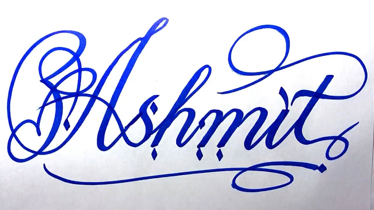 Ashmit Name Signature Calligraphy Status | How to Cursive write with ...