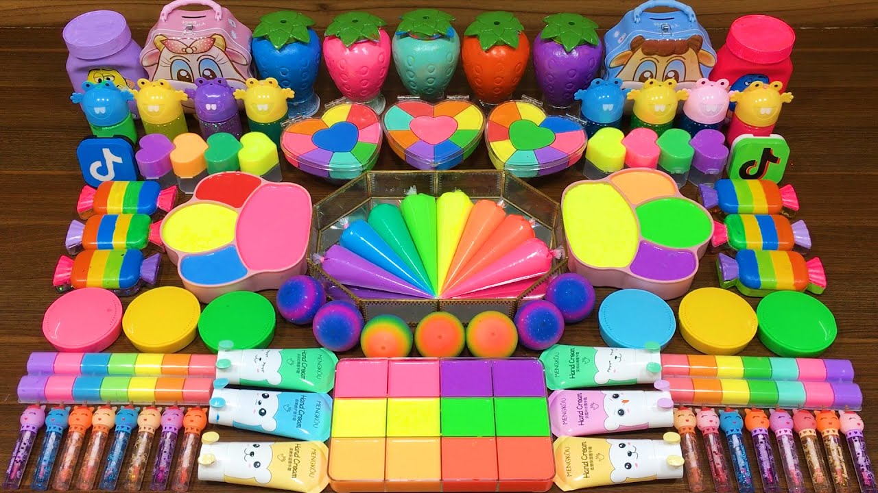 RAINBOW slime!!!Mixing random into GLOSSY!!!Satisfying slime Video #180 ...