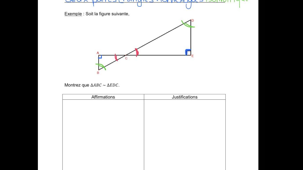 Les triangles semblables - cas de similitude AA - YouTube