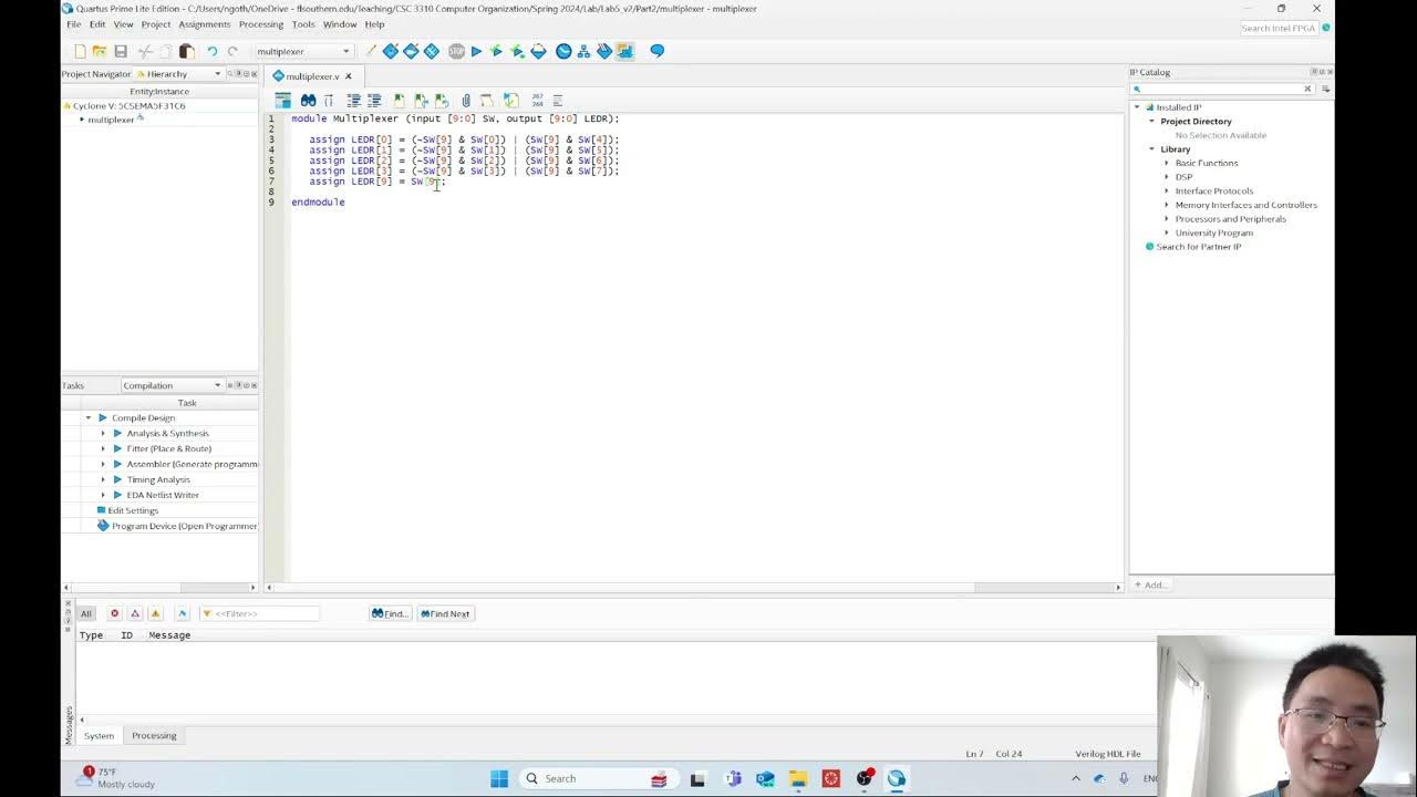 Lab 5 part 2 Verilog program to create 4-bit width 2-to-1 multiplexer - YouTube