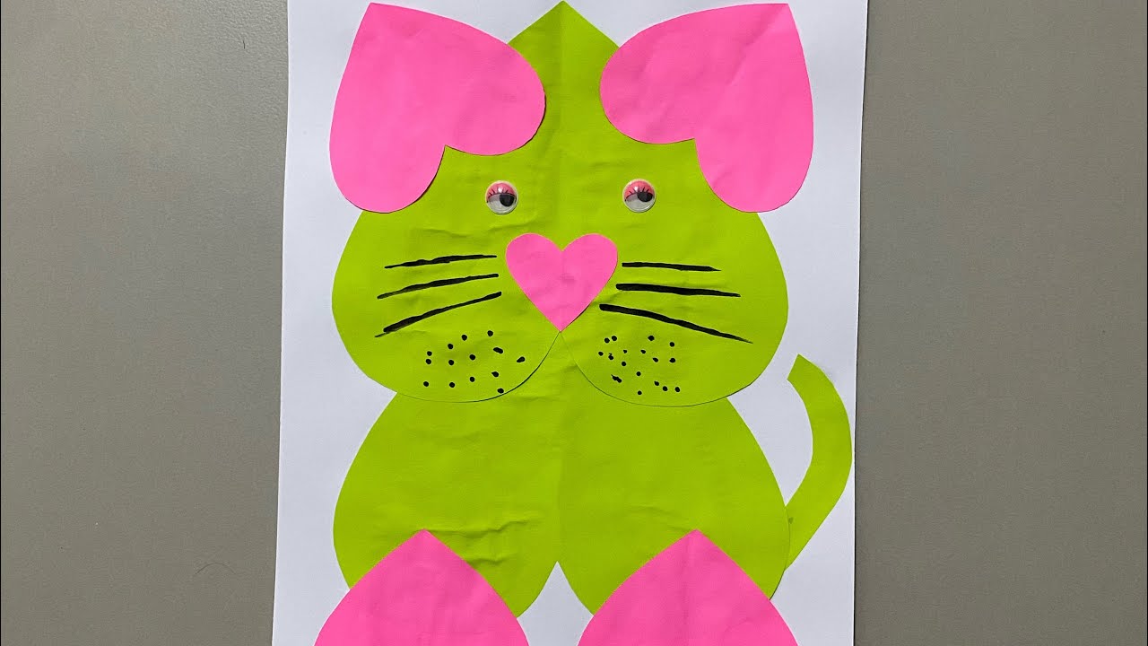 Easy Paper Heart Shape Cat - YouTube