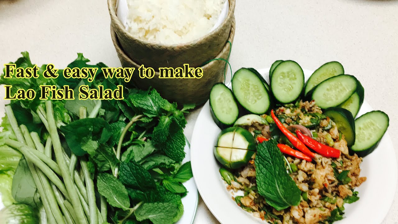 Fast way to make Lao Fish Salad/ Larb Pa ລາບປາແບບດ່ວນ - YouTube