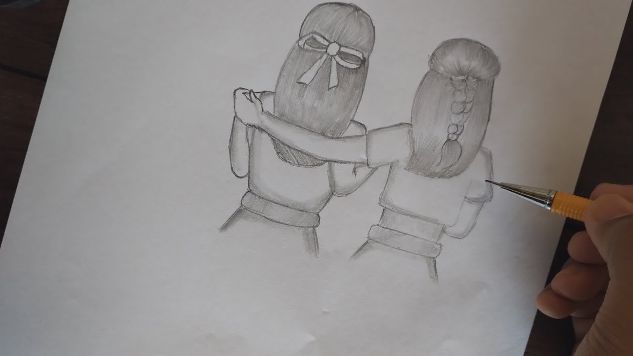 Drawing Two Friends #easydrawing #drawing #art - YouTube