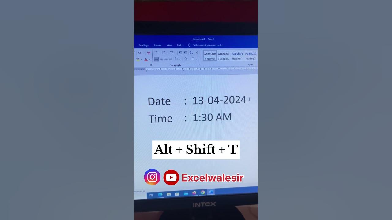 MS word Date and time shortcut key #excelwalesir #mswordtricks #mswordtips #ytvideoshorts - YouTube