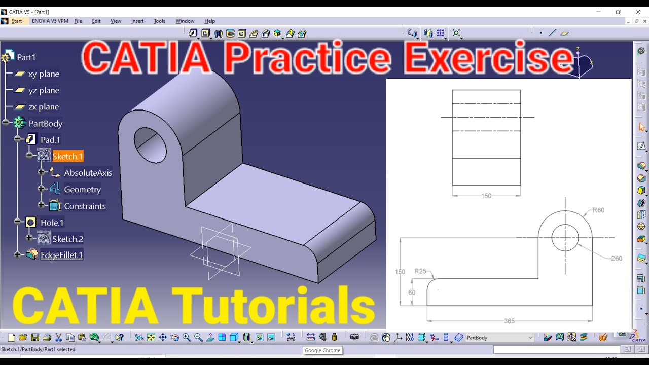 CATIA Tutorial | CATIA V5 Practice | CATIA Part Design | CATIA part ...