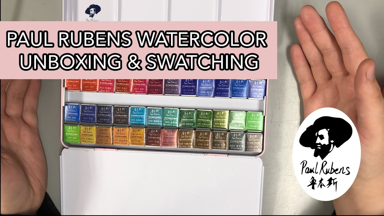 Paul Ruben's Watercolor Pallet: Unboxing and Color Swatching - YouTube