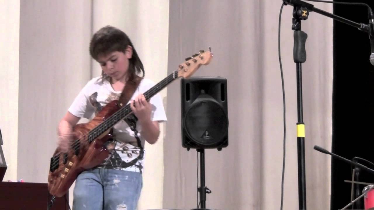 run for cover-11 years old bass player! - YouTube