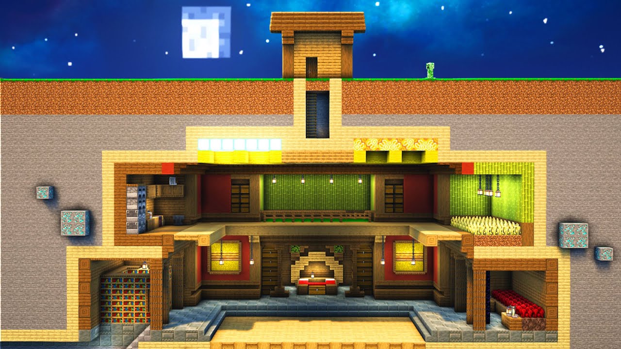 MINECRAFT: Jak zbudować ŁADNY dom pod ziemią w 6 minut. Krok po kroku ...