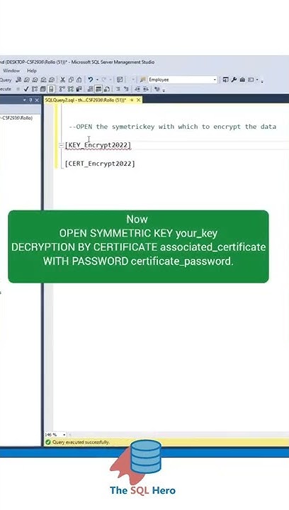 Do You Know To Encrypt In Sql Server Sql Sqlserver Database Dba Data Ssms Developer