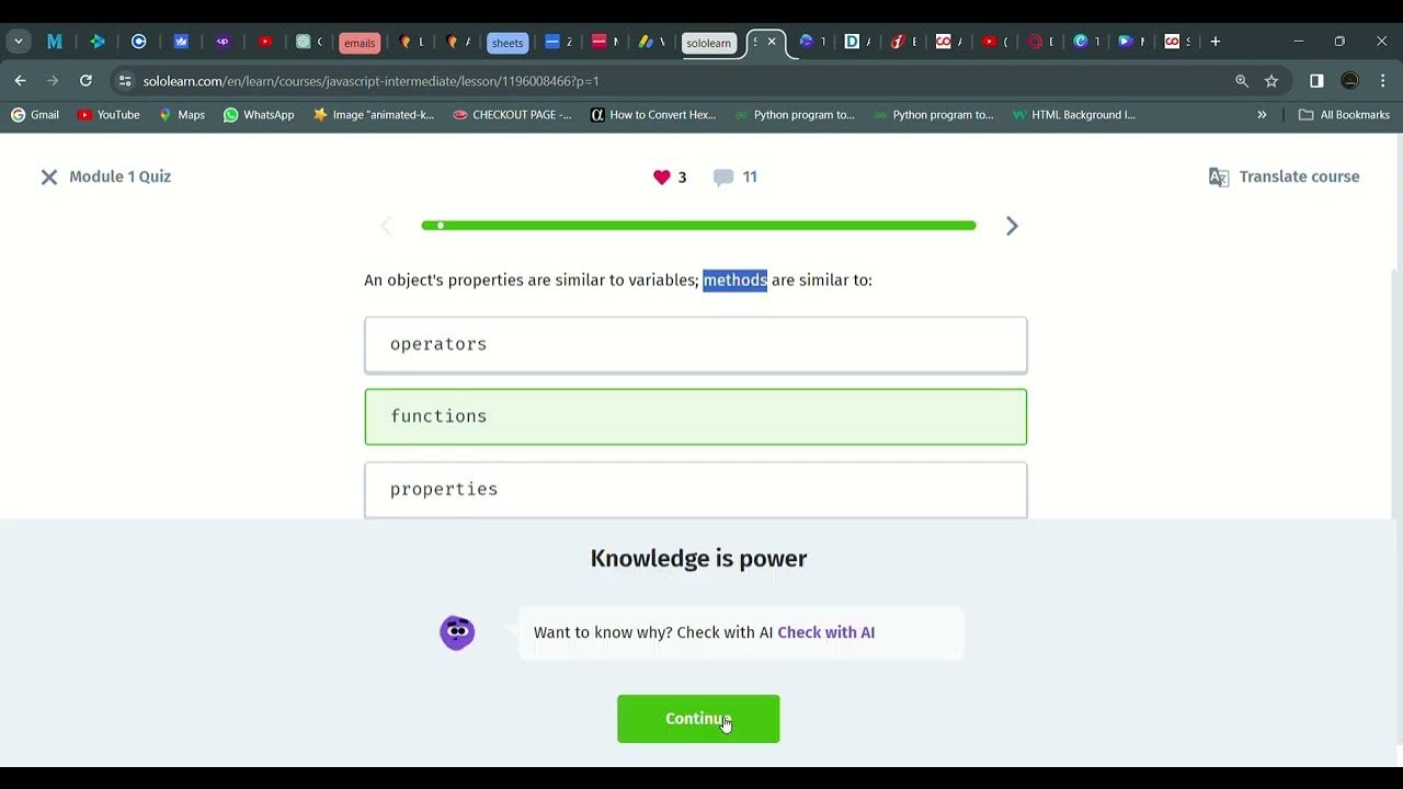 05 Module 1 Quiz Javascript Intermediate Sololearn Youtube