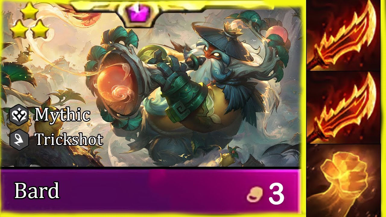 Powerful Bard ⭐⭐⭐ Carry combined with 2 Guinsoo's + 7 Mythic attack ...