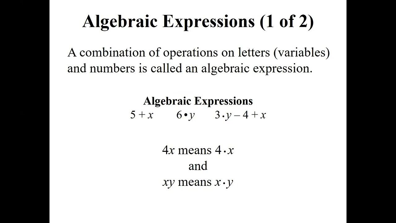 Prealgebra - Class 4a - Introduction to Variables, Algebraic ...