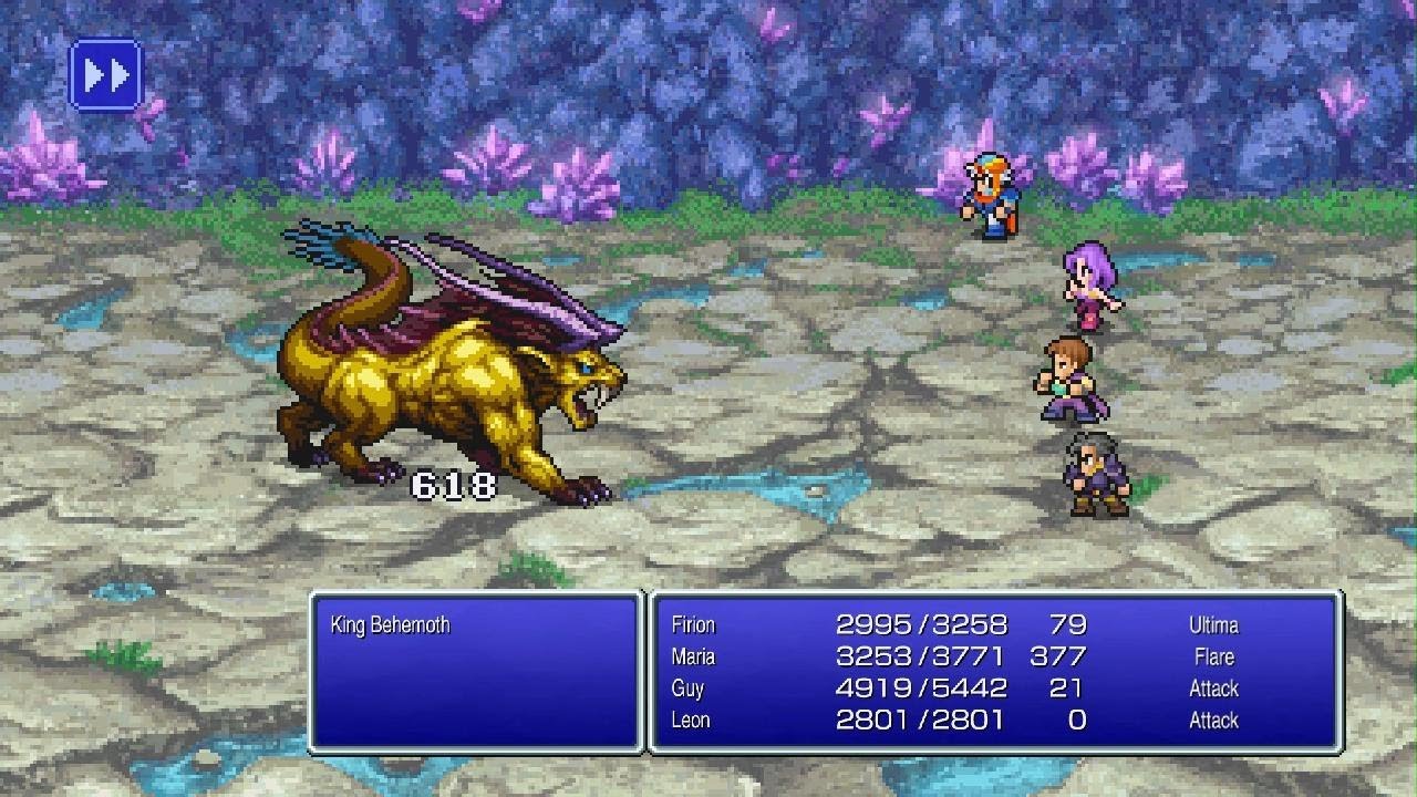 FINAL FANTASY II Pixel Remaster King Behemoth Battle - YouTube