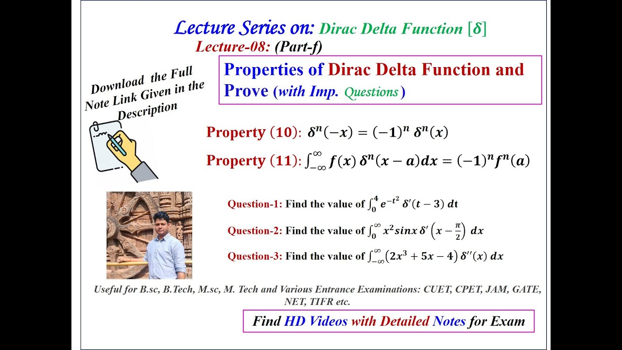 Lect-08 (Part-f):𝑷𝒓𝒐𝒑𝒆𝒓𝒕𝒊𝒆𝒔 𝒐𝒇 𝑫𝒊𝒓𝒂𝒄 𝑫𝒆𝒍𝒕𝒂 𝑭𝒖𝒏𝒄𝒕𝒊𝒐𝒏 𝒂𝒏𝒅 𝑷𝒓𝒐𝒗𝒆 (𝒘𝒊𝒕𝒉 𝑰𝒎𝒑 ...