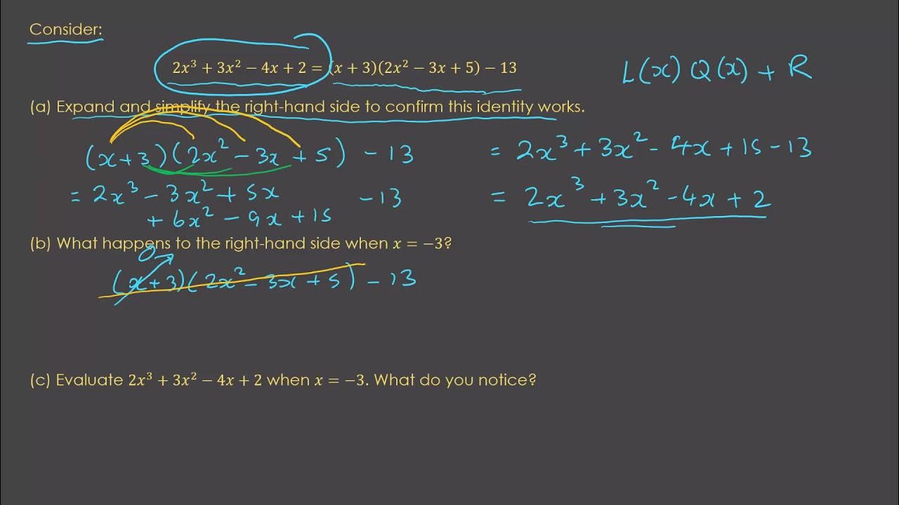 Year 10 A Remainder and Factor Theorems The Basics Example 1 - YouTube