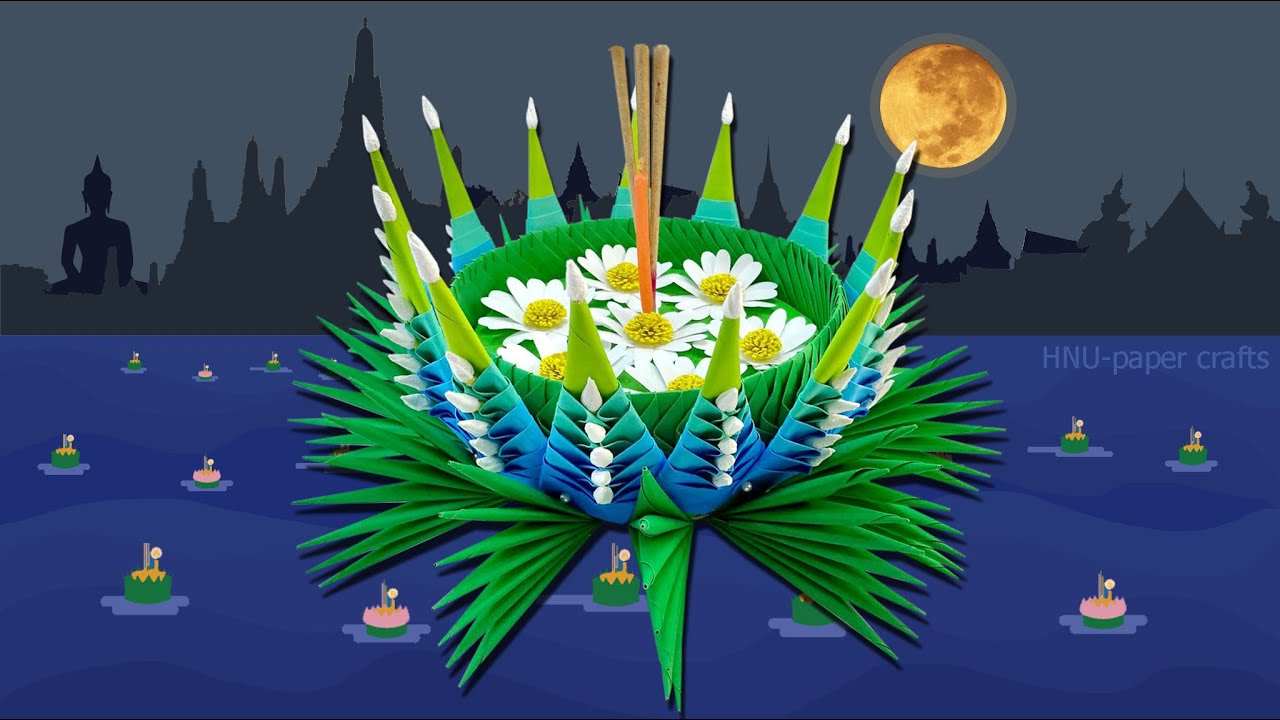 HNU232 กระทงกระดาษ18-Loy Krathong Day-Paper Crafts-DIY Paper-Easy Paper ...