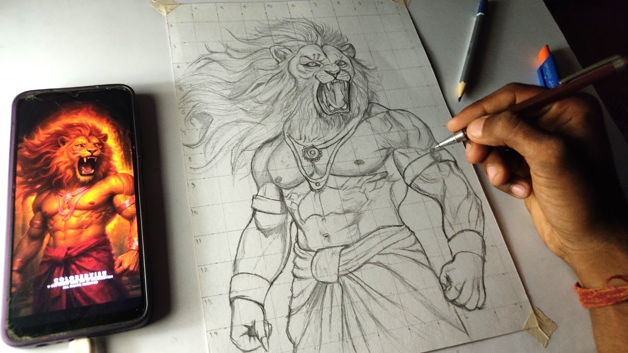How To Draw Narasimha || Mahavatar Narasimha Drawing Step by step ...