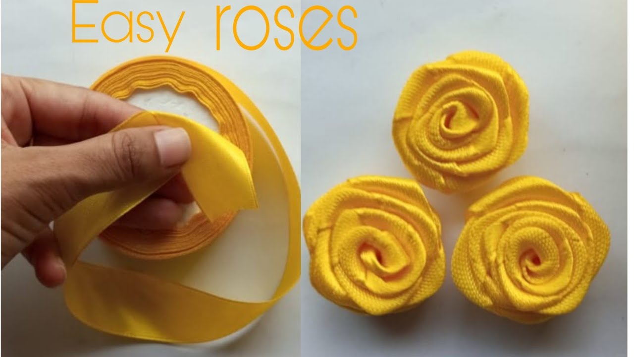 DIY Ribbon Rose, Tutorial, How to make / DIY Satin Ribbon Rose flower ...