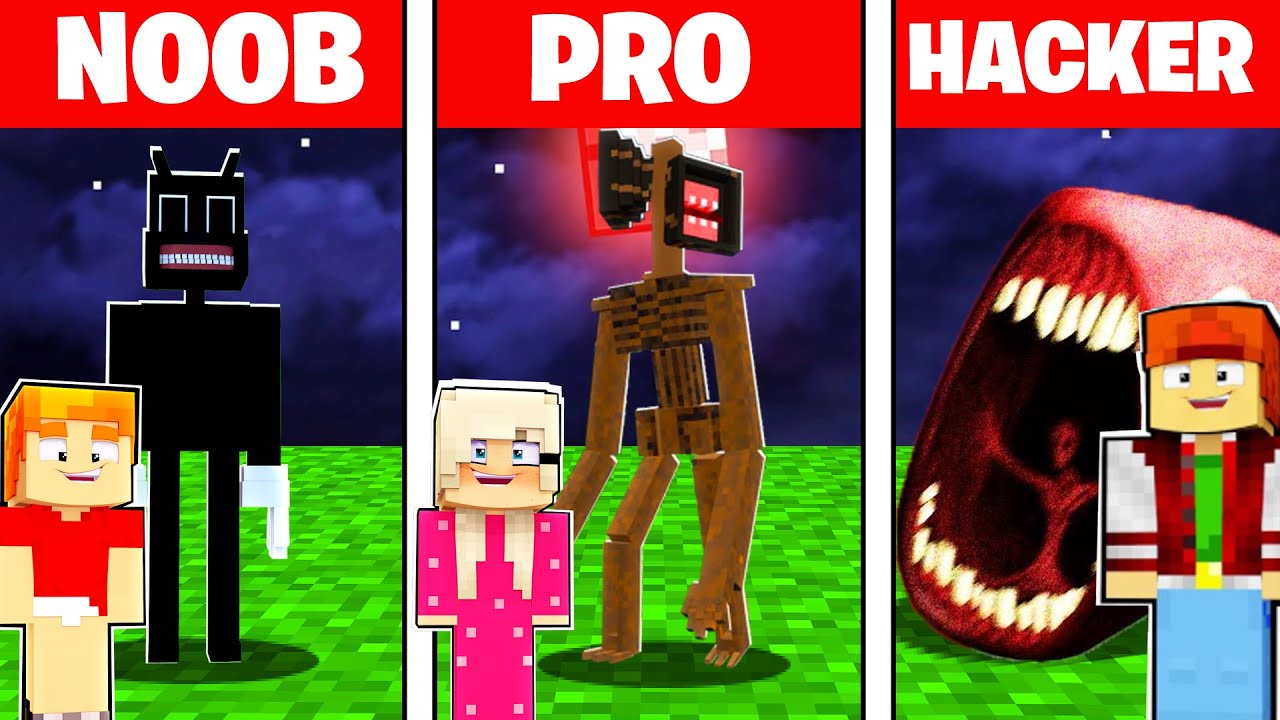 MONSTRE DE NOOB vs MONSTRE DE PRO vs MONSTRE DE HACKER sur MINECRAFT ...