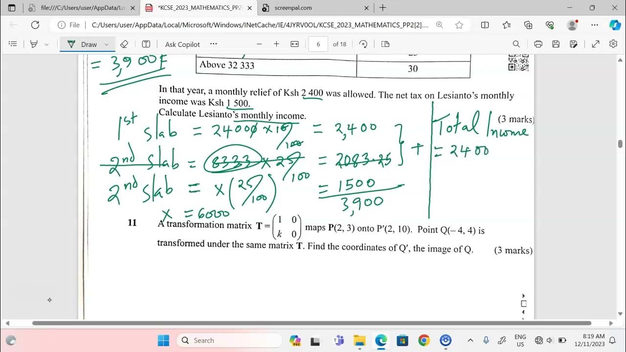 KCSE 2023 MATHS PP2 NO 10&11 - YouTube