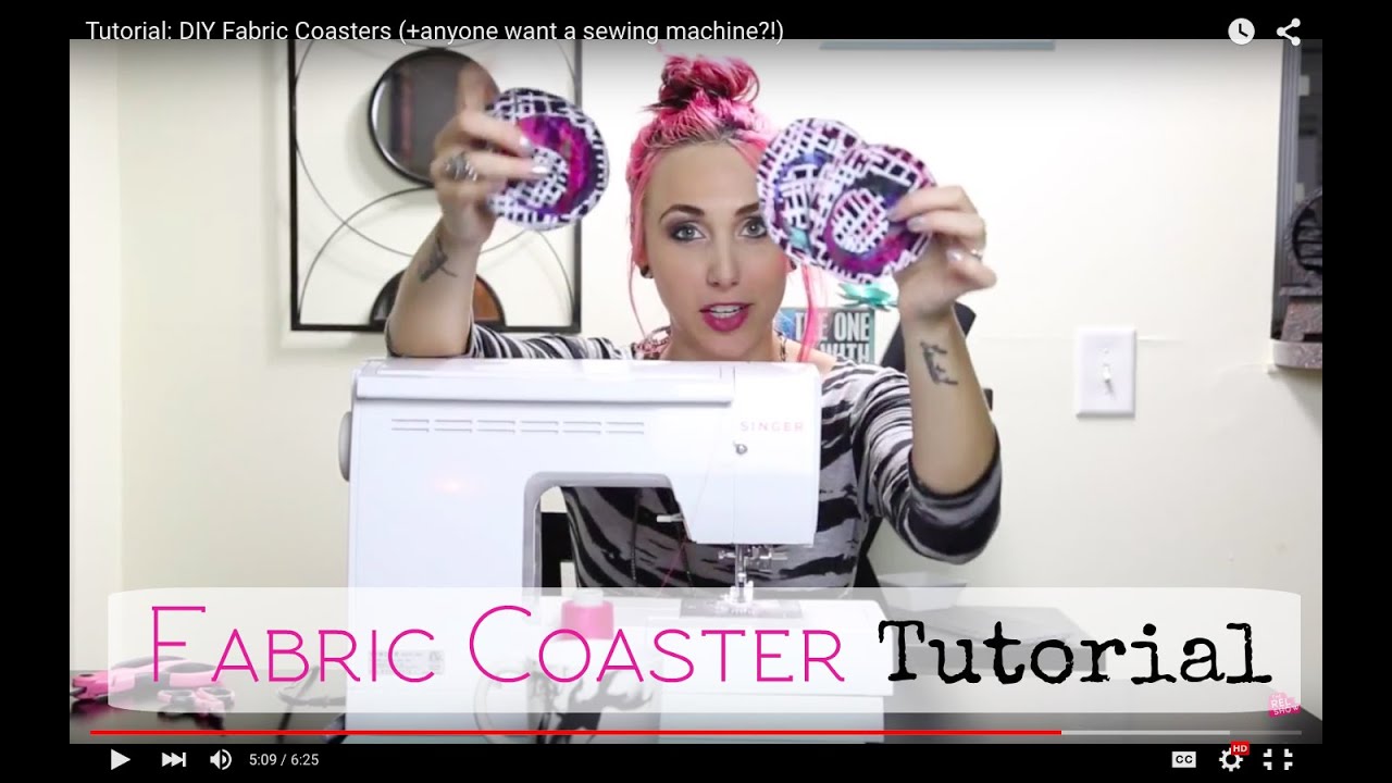 Tutorial: DIY Fabric Coasters (+anyone want a sewing machine?!) - YouTube