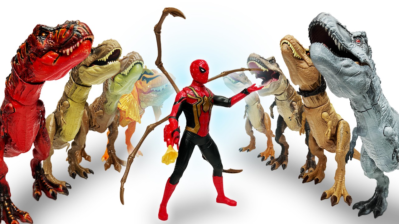 Spider-Man VS Huge Jurassic World TREX Collection | Dino Trackers, Epic ...