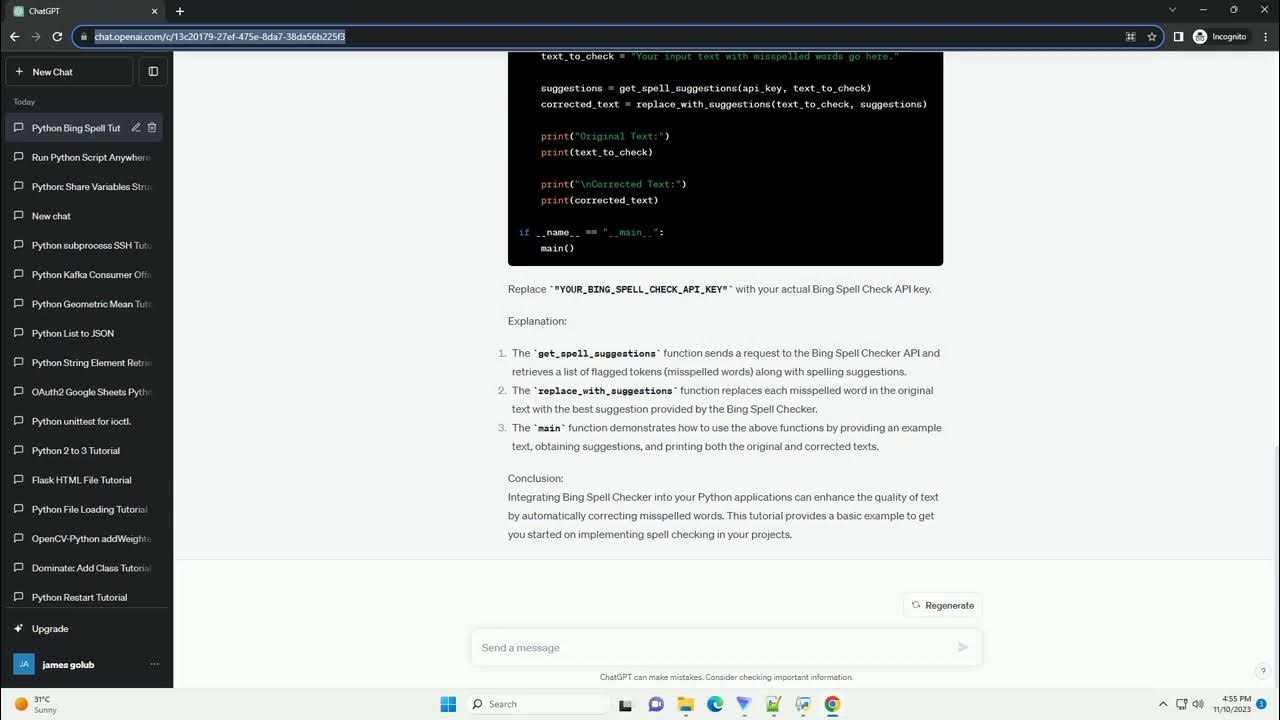 how to replace words with python bing spell correcter suggestions - YouTube