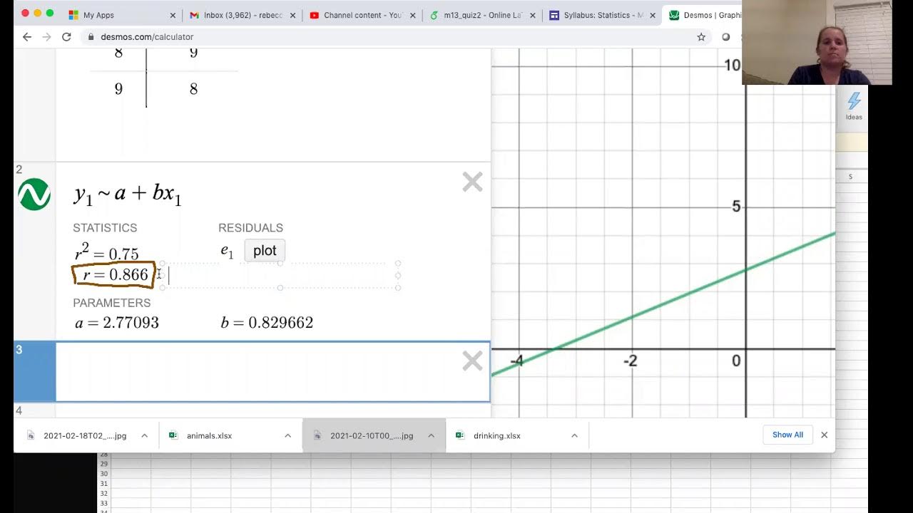Module 8/9: Finding the Correlation Coefficient and Regression Line in Desmos - YouTube
