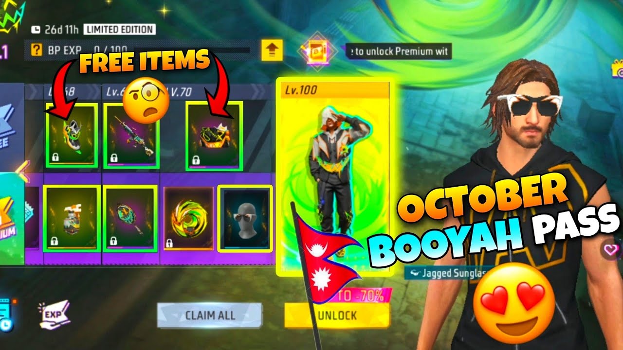 OCTOBER MONTH BOOYAH PASS ALL ITEMS|NEW BOOYAH PASS 2024|BOOYAH PASS ...
