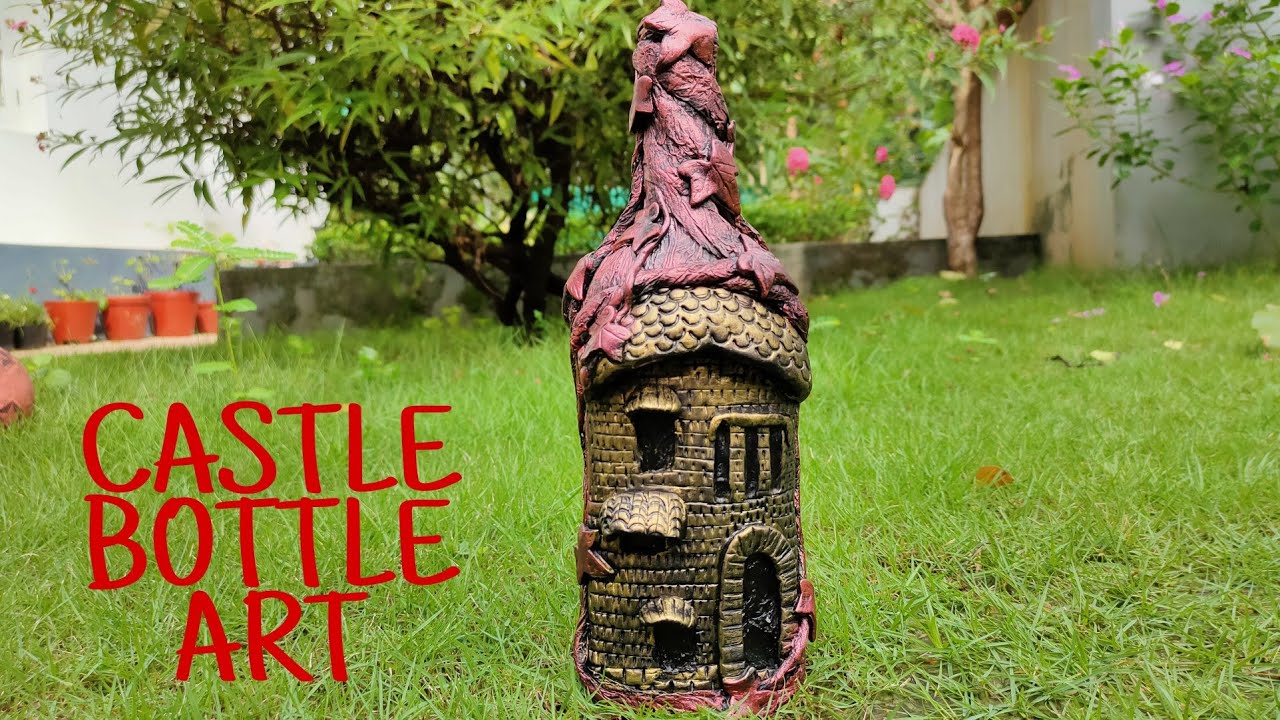 Castle bottle art| DIY Castle using glass bottle| Bottle art| - YouTube