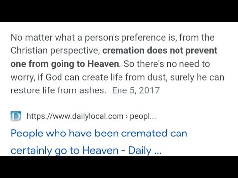 Cremated or Buried is all can go to Heaven according to the Bible ...