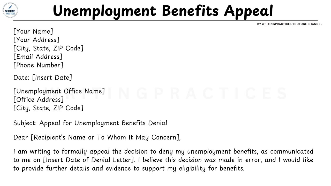 [LETTER TEMPLATE] How To Write An Unemployment Benefits Appeal Letter ...