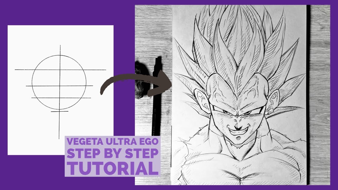 how to draw Vegeta Ultra Ego | How to draw anime step by step | Easy ...