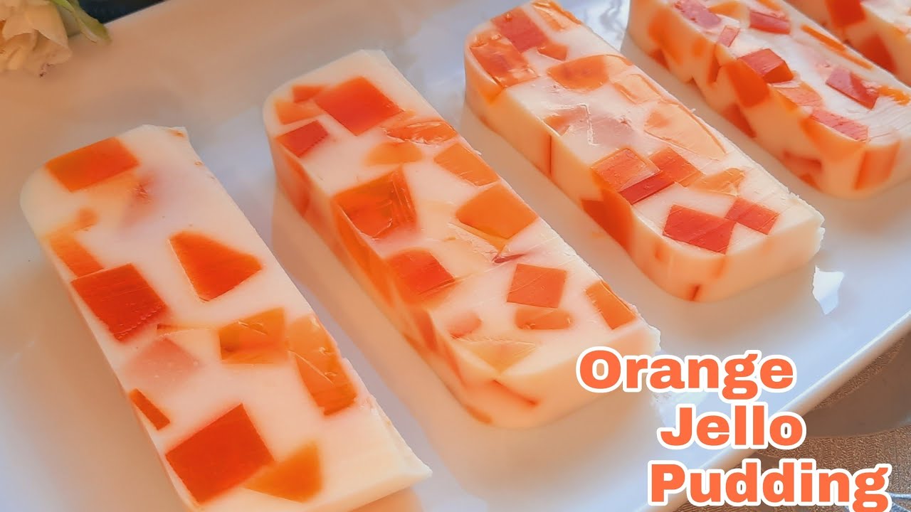 Orange jelly milk pudding | No bake Milk Pudding | Jello pudding ...