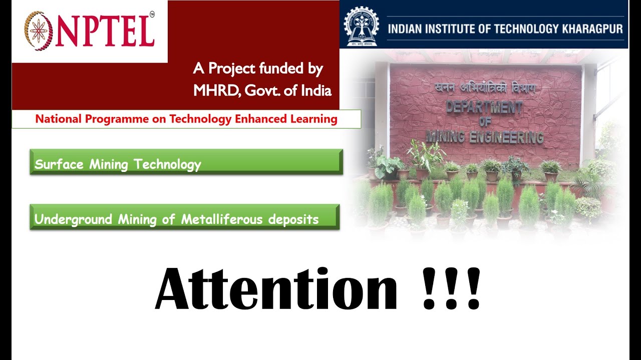 NPTEL courses | IIT Kharagpur | Mining Engineering - YouTube